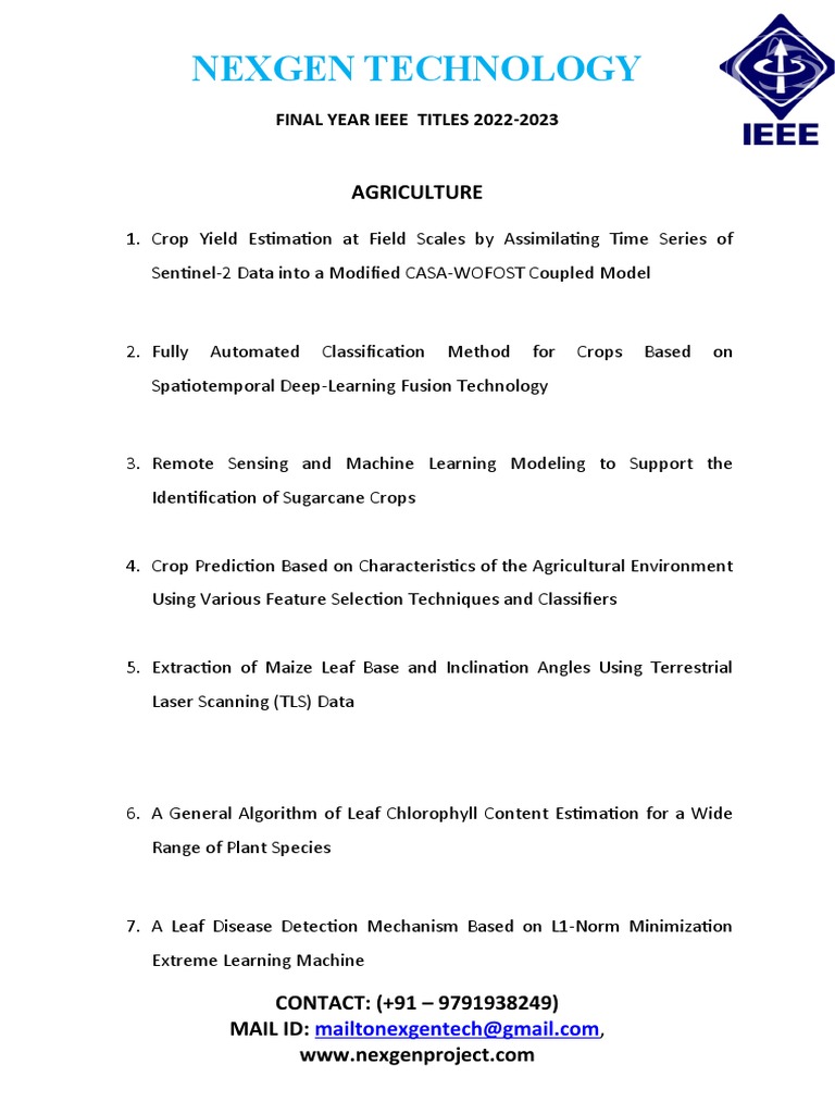 IEEE Final Year Project Titles 2023 | PDF | Deep Learning | Machine ...