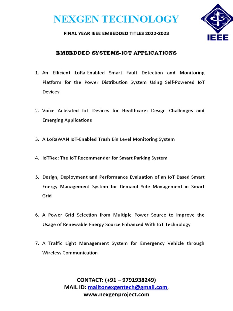 Ieee Embedded 2022-23 | PDF | Internet Of Things | Embedded System