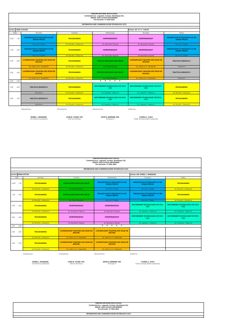 ICT Class Schedule Overview | PDF | Information And Communications ...