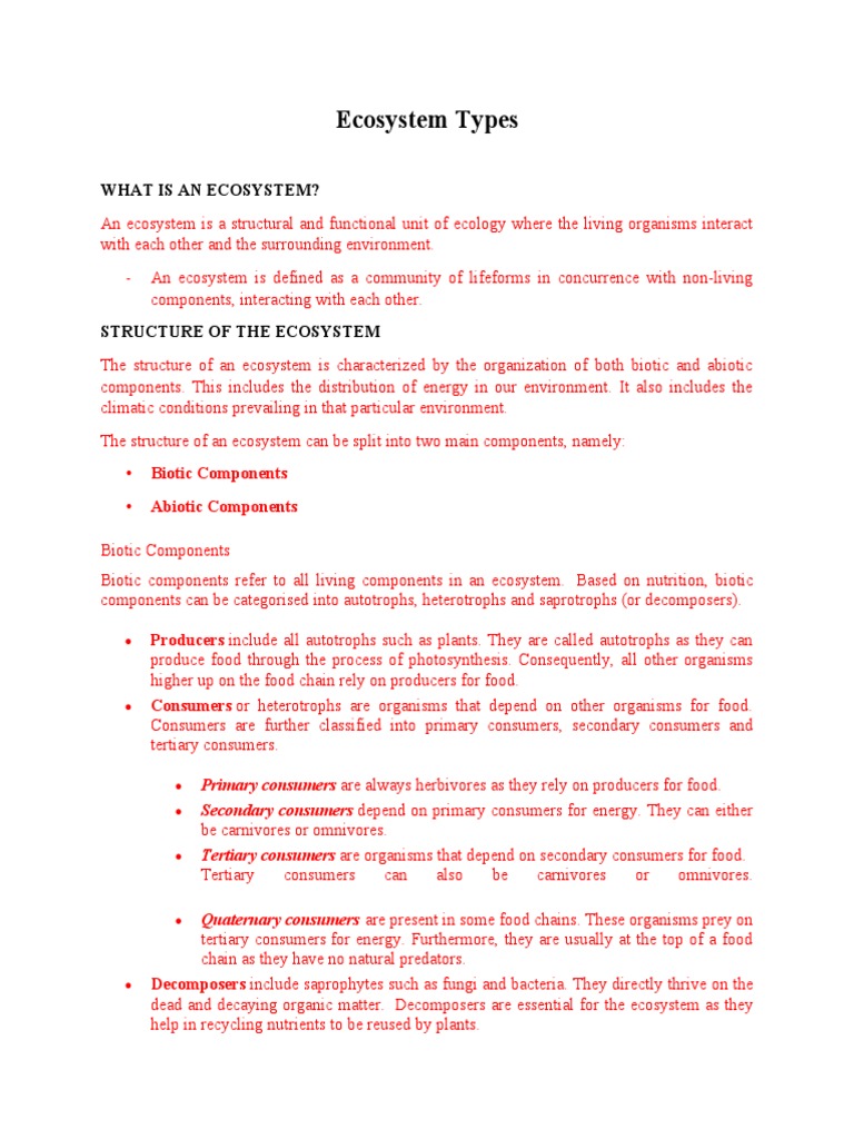 Ecosystem Types | PDF | Ecosystem | Forests
