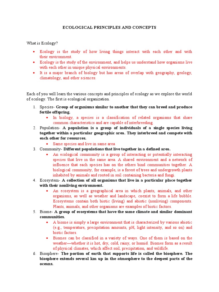 Ecological Principles and Concepts Script | Download Free PDF | Food ...