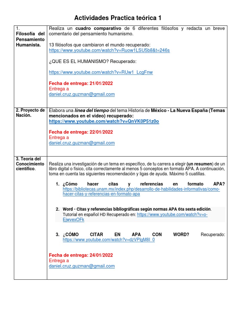 Actividades Practica Teórica 1 1RO | PDF