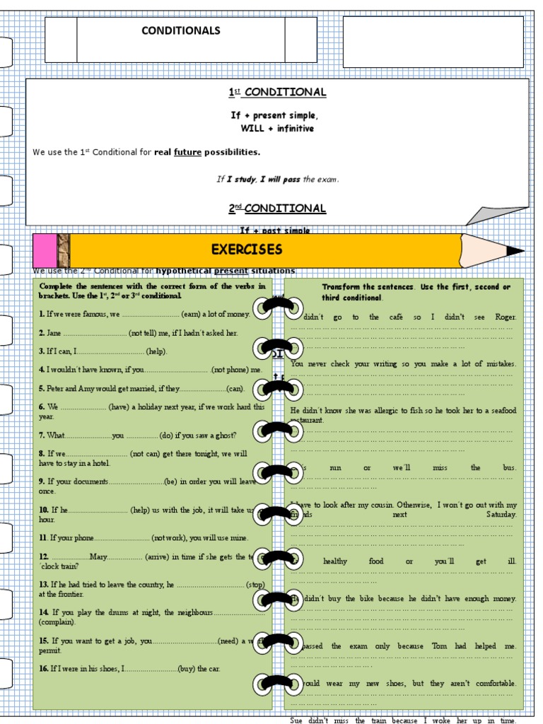 English Conditionals Practice | PDF | Syntax | Linguistic Typology