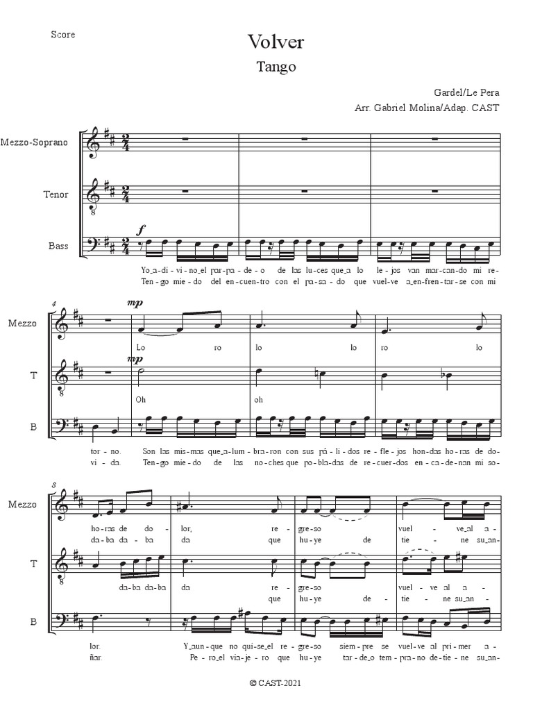 Volver MZTB - Score | PDF | Chant | Musique vocale