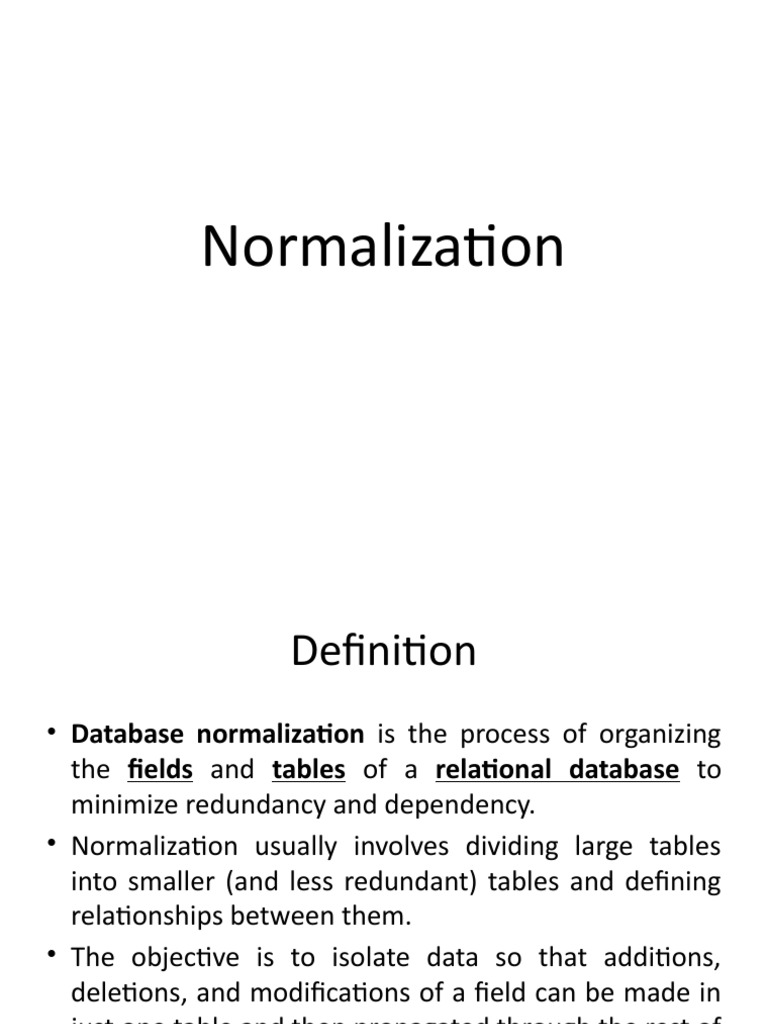 Dbms Chap 07 Normalization Pdf Information Technology Management Computing