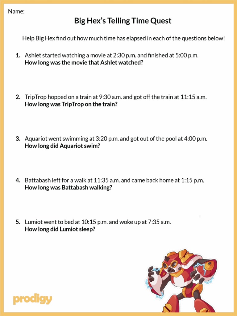 Telling Time Worksheets Grade 2 | PDF