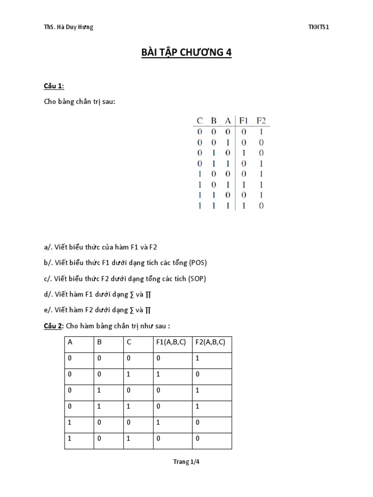 Bai Tap Chuong 4 | PDF