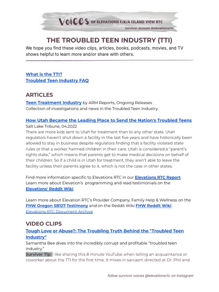 Troubled Teen Industry Information | Download Free PDF | Adolescence