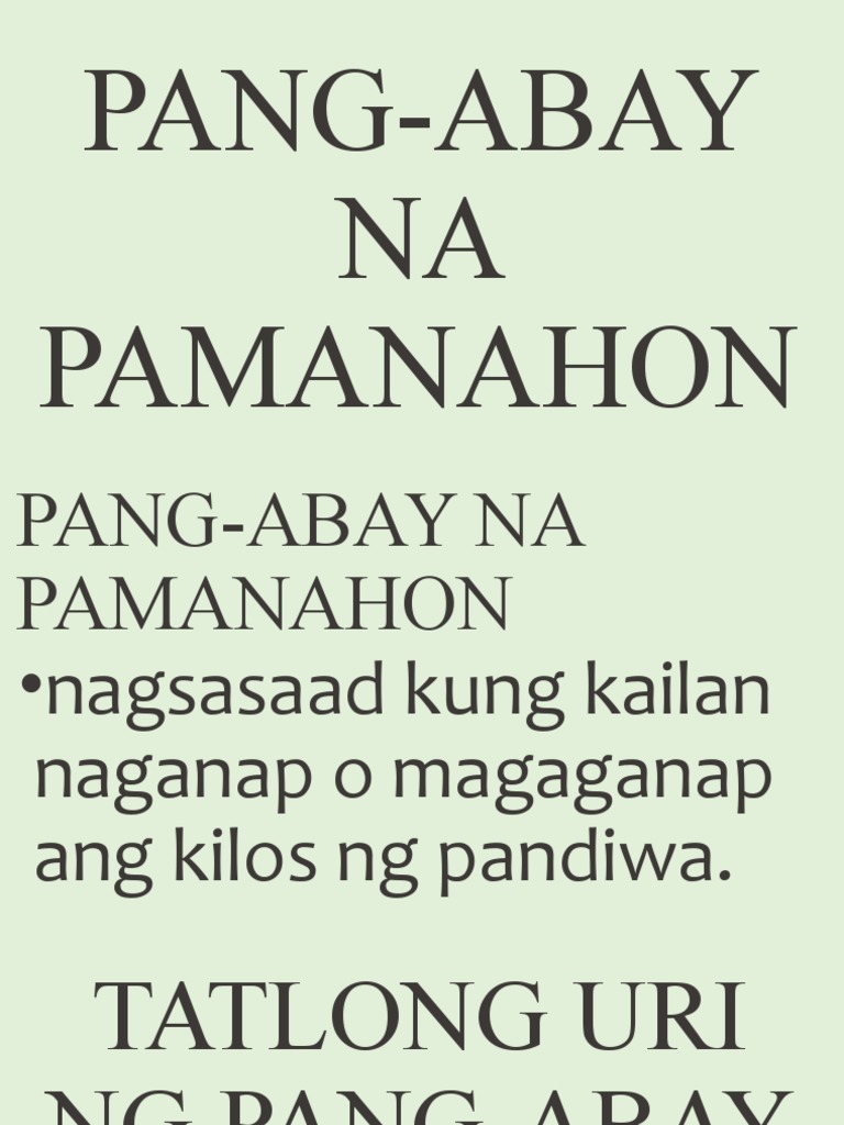 Pang-Abay Na Pamanahon | PDF
