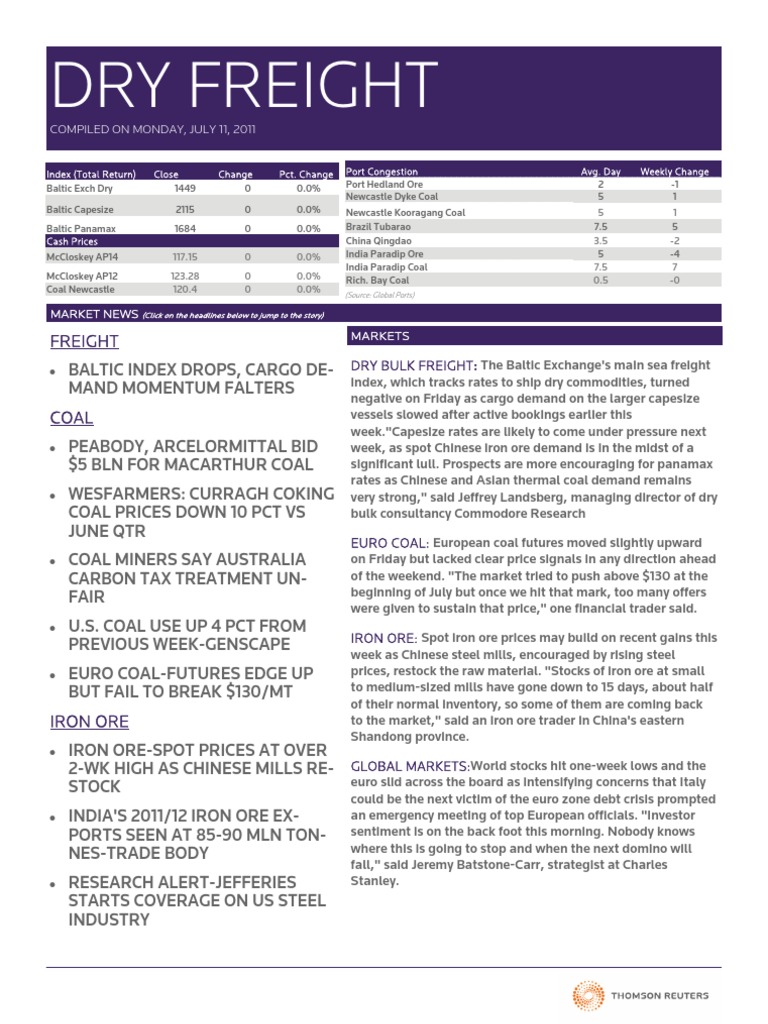 Dry Freight 20110711 | PDF | Coal | Energy (General)