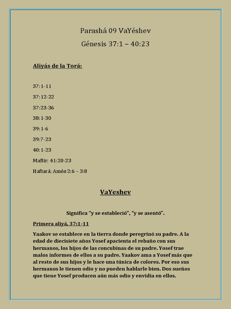 Parashá 09 VaYéshev | PDF | Amor | Jesús