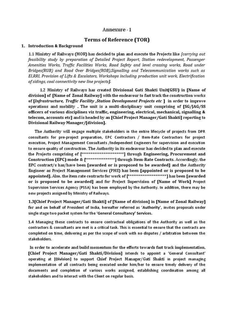 Final Draft TOR | PDF | Consultant | Project Management