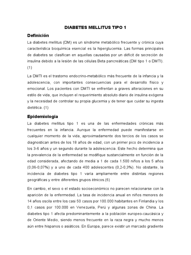 Diabetes Mellitus Tipo 1 | PDF | Diabetes | Autoinmunidad