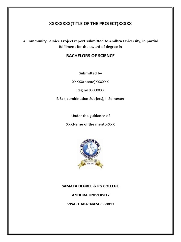 Community Service Project Report B.Sc | PDF