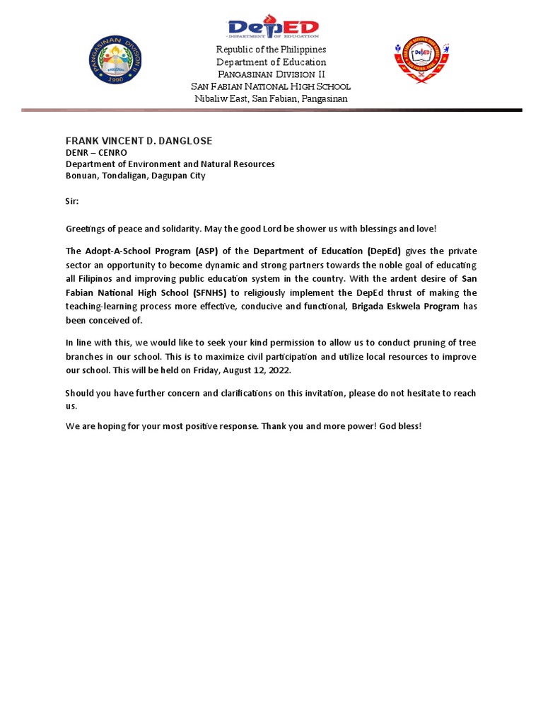 Request Letter - Pruning of Tree | PDF