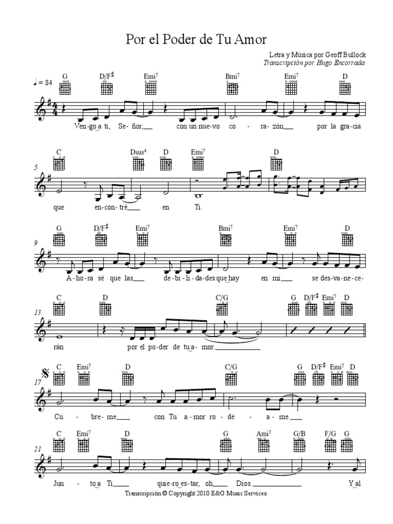 Por El Poder de Tu Amor Letra y Acordes | PDF