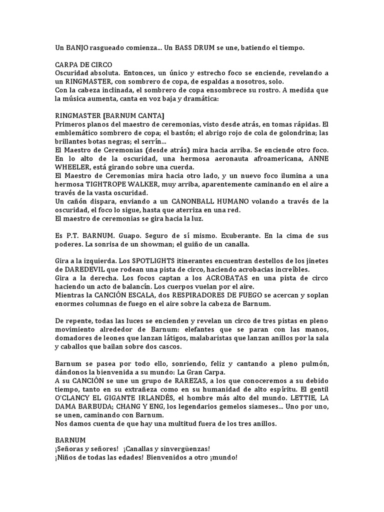 The Greatest Showman versión | PDF | PT Barnum