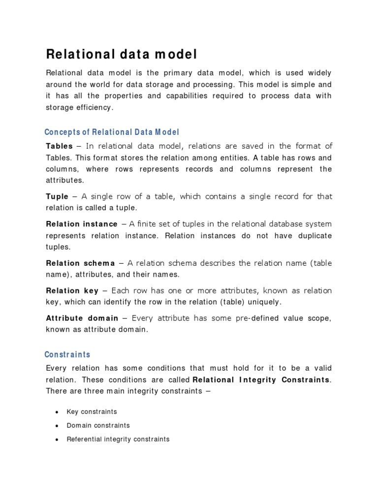 Relational Data Model Guide | PDF | Relational Database | Relational Model