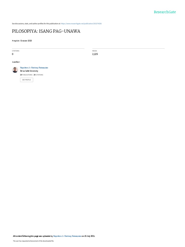 Pilosopiya Isang Pag Unawa | PDF