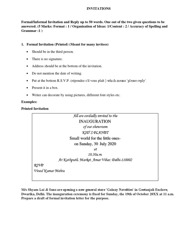 Formal Invitation Cbse | PDF | Etiquette