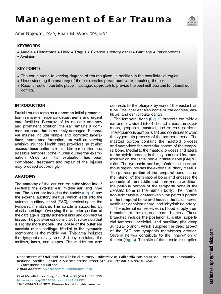 Management of Ear Trauma: Evaluating Injuries, Anatomy Considerations ...