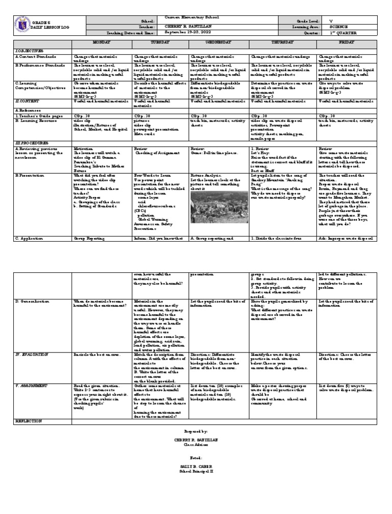 DLL - Science 5 - Q1 - W5 | PDF | Waste | Waste Management