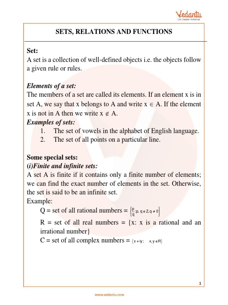 JEE Main 2022 Maths Revision Notes on Sets, Relations and Functions ...