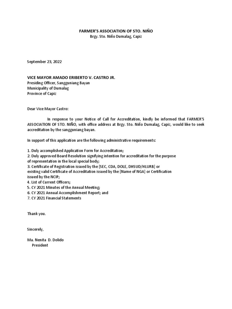 Accreditation Letter of Intent | PDF