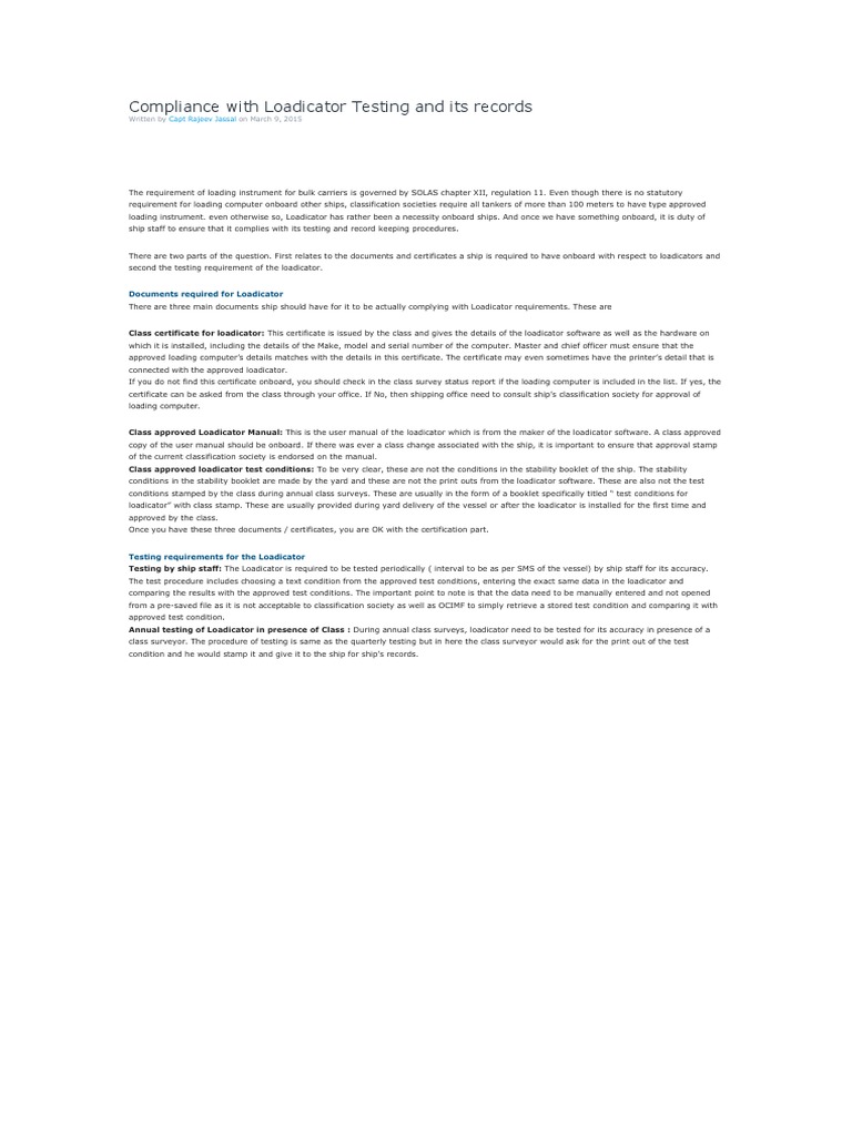 Compliance with Loadicator testing records | PDF | Computing