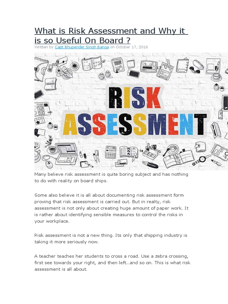 Risk Assessment as a Decision Making Tool On Board Ships | PDF | Risk ...
