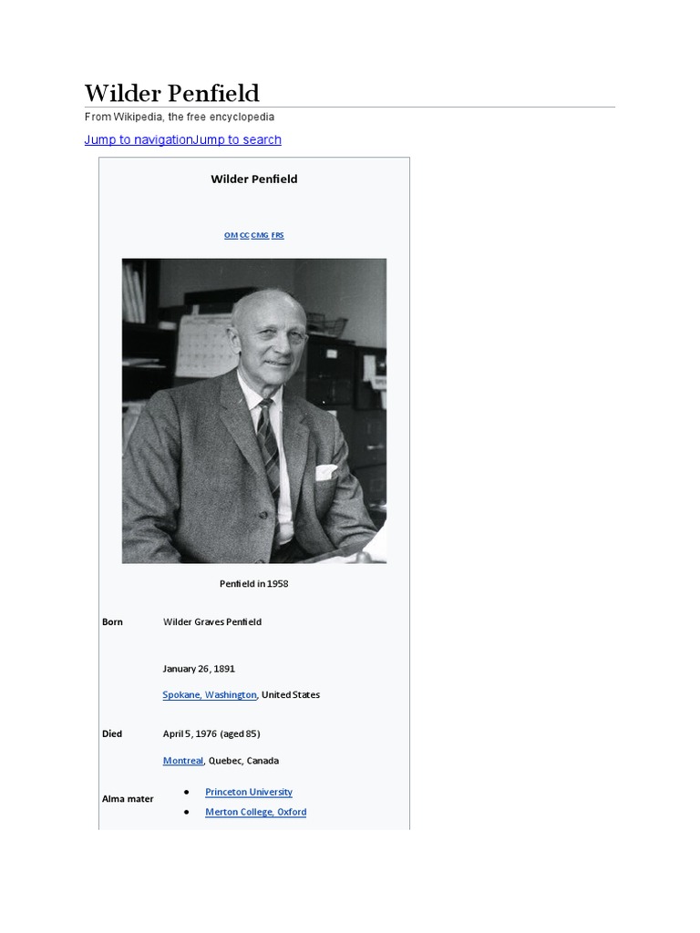 Wilder Penfield | PDF | Neuroscience | Nervous System