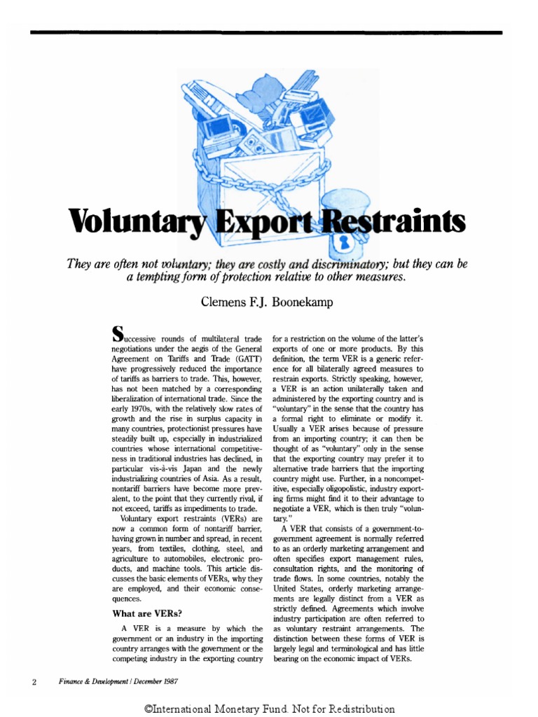 Voluntary Export Restraints | PDF | Exports | Economies