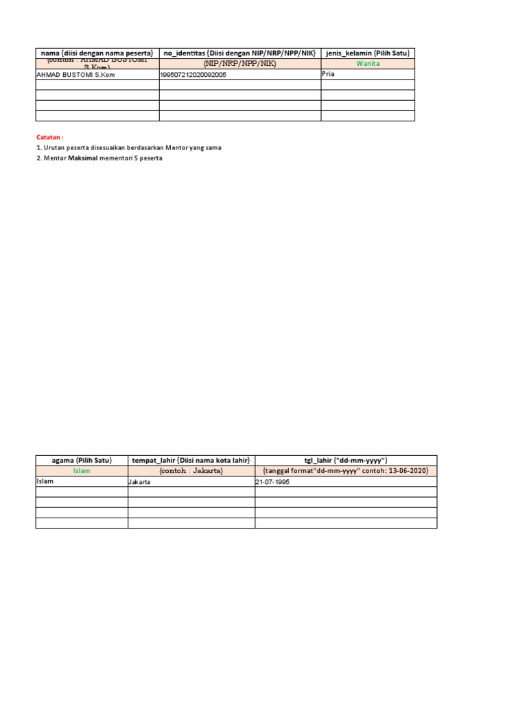 (Download Dan Isi Form Ini) Form Peserta Untuk Smartbangkom | PDF