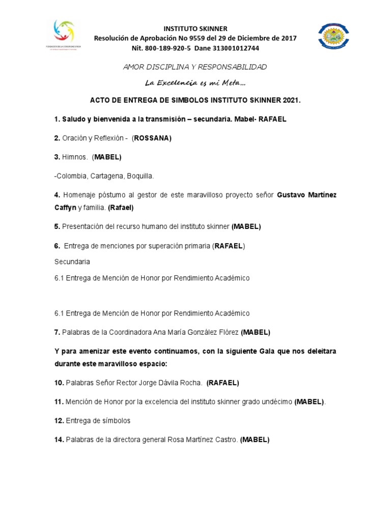 Acta Entrega de Simbolos | PDF