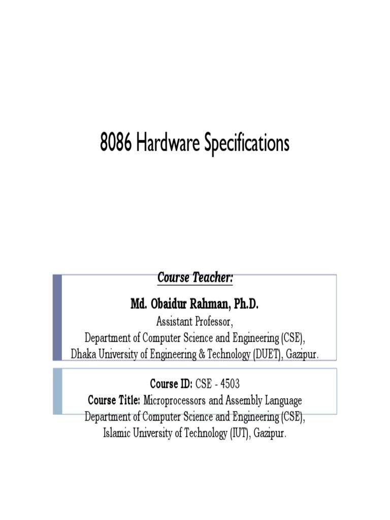 Lecture-6 (8086 Hardware Specifications) | PDF | Input/Output ... Lecture-6 (8086 Hardware Specifications) | PDF | Input/Output ...