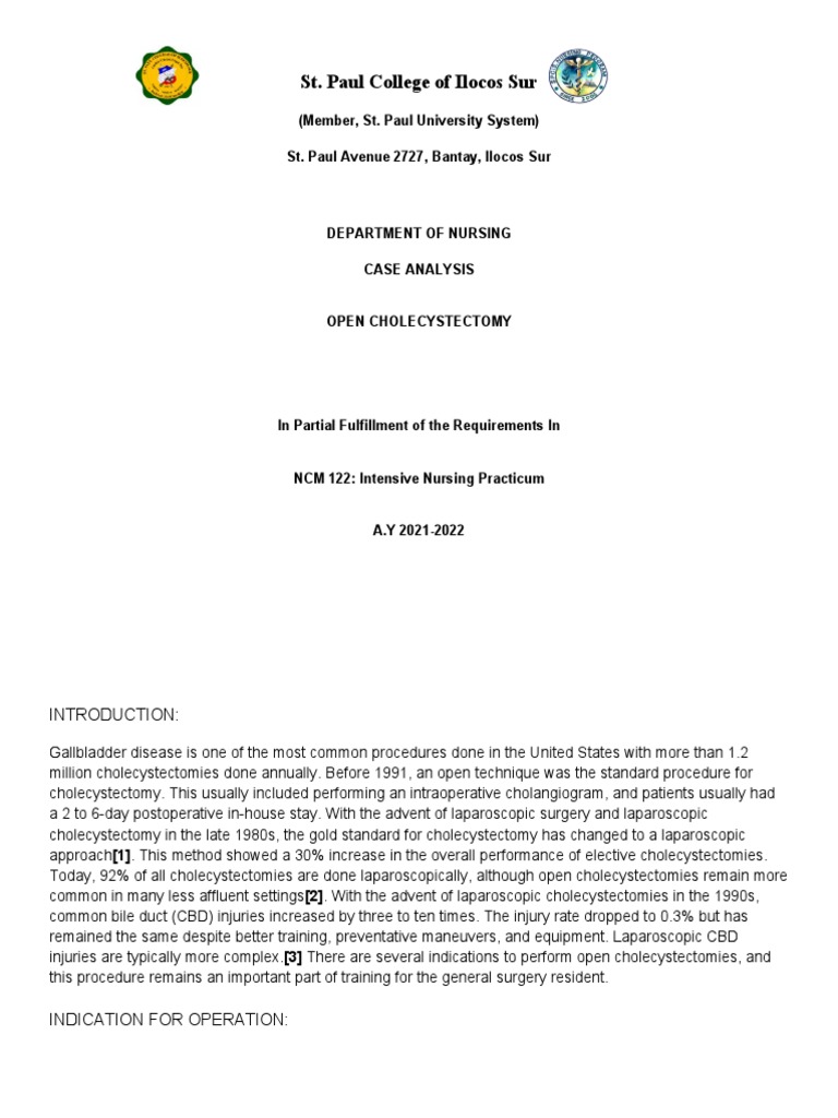 Open Cholecystectomy | PDF | Gallbladder | Surgery