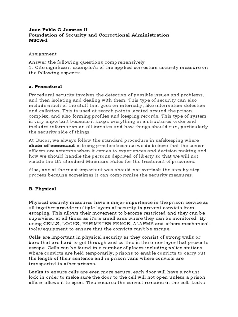 Juan Pablo Javarez II Assignment | PDF | Prison | Securities