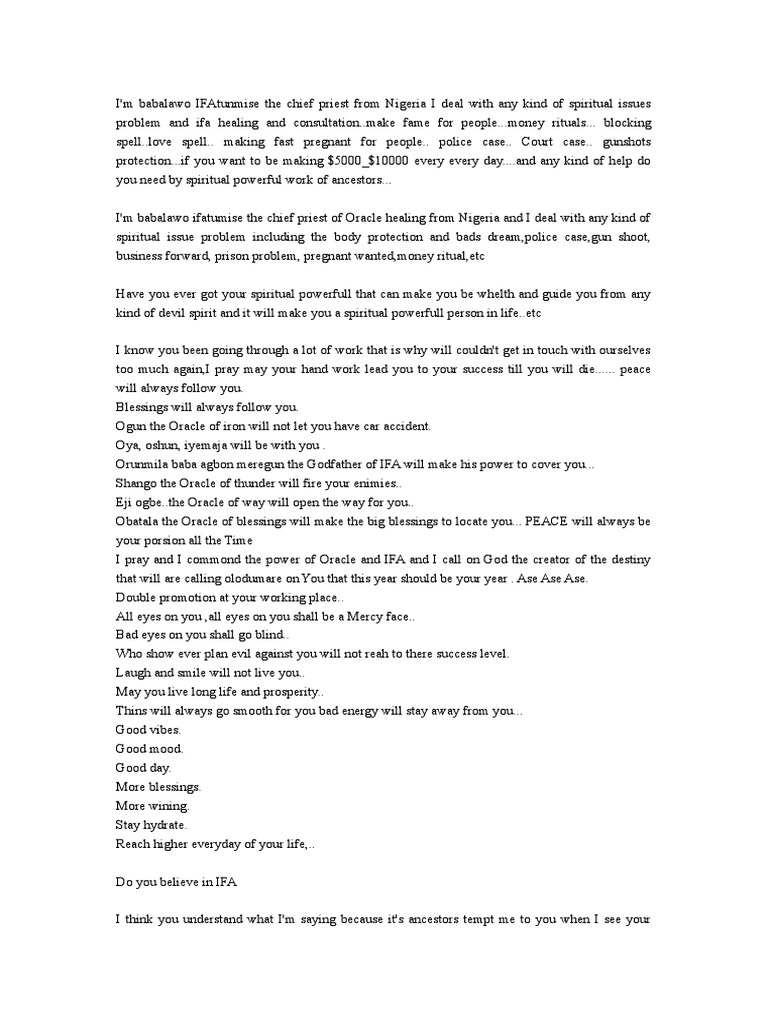 IFA Unto Babalawo Format | PDF | Prayer | Spirituality