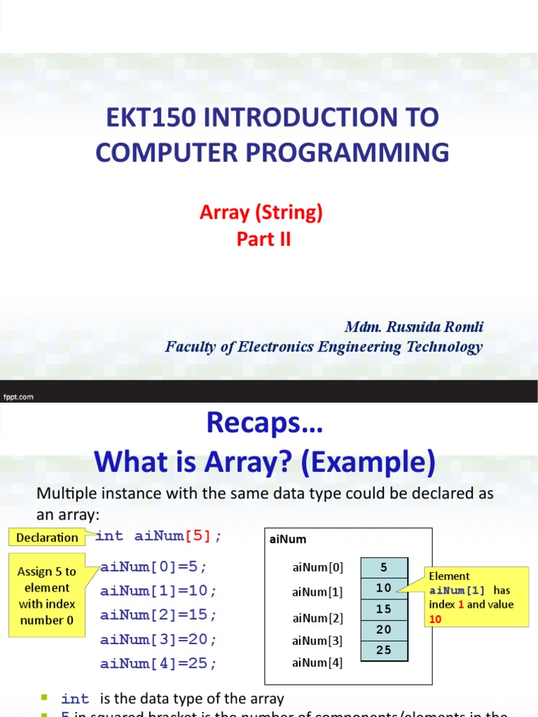 06 Array Part Ii 2021 Pdf String Computer Science Array Data Type 