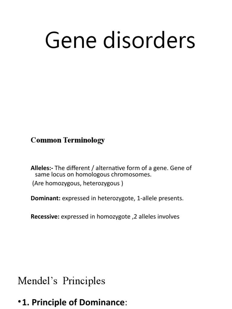 Gene Disorders mbbs2 | PDF | Dominance (Genetics) | Genetic Disorder