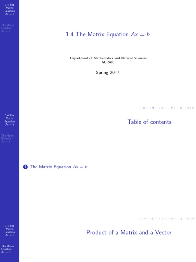 The Matrix Equation Ax = b | PDF | Matrix (Mathematics) | Equations