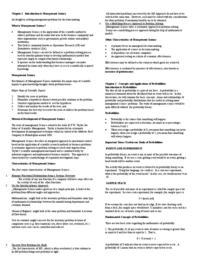 MANSCI | PDF | Science | Probability