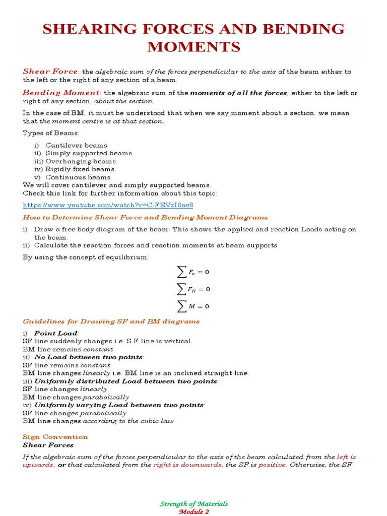 Shearing Forces and Bending Moments | PDF | Bending | Beam (Structure)