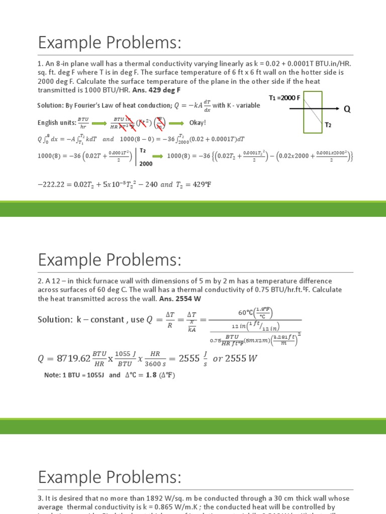 Lesson 1b Solution To Example Problems | PDF | Thermal Conduction | Heat