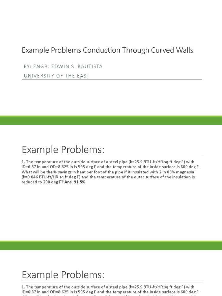 Lesson 3b Example Problems Conduction Curved Walls | PDF | Heat ...