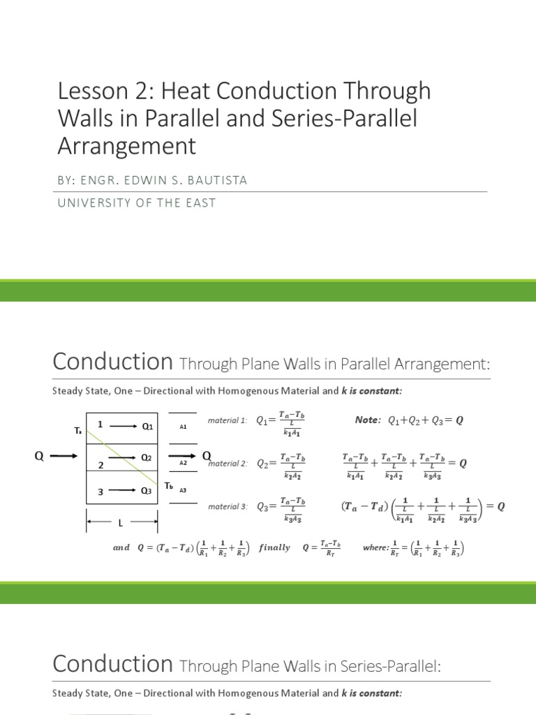 Lesson 2a Conduction Parallel and Series Parallel Walls | PDF | Thermodynamics | Mechanics