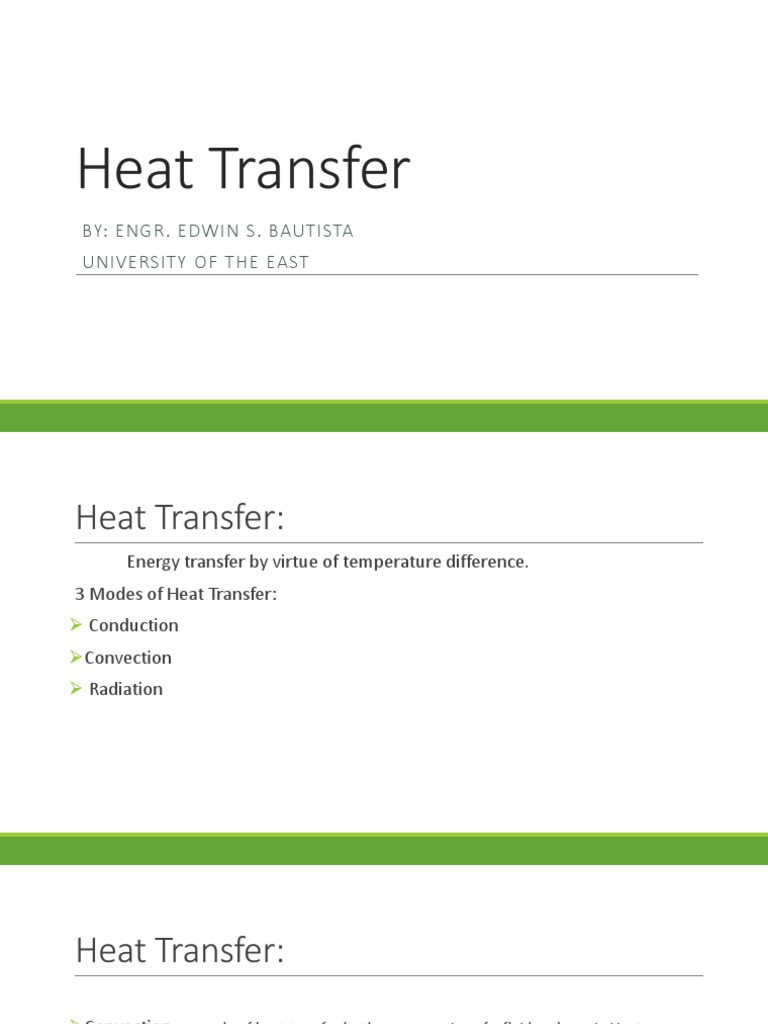 Lesson 1a Overview of 3 Modes of Heat Transfer and Conduction Plane and ...