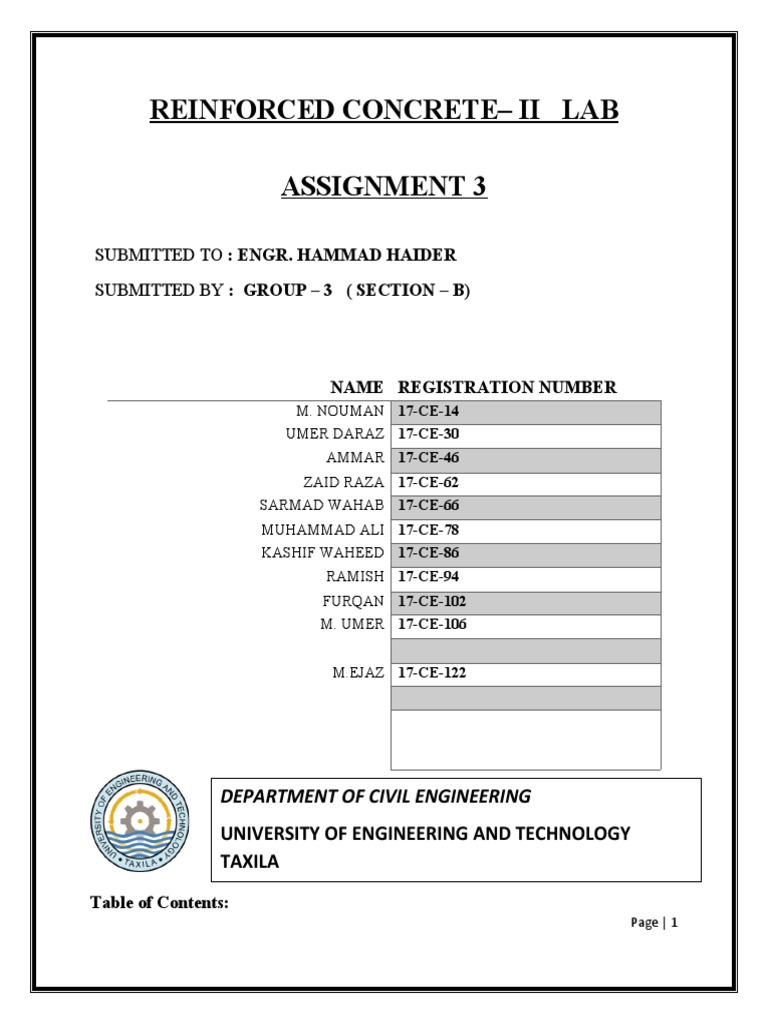 Assignment 03 RC Lab 02 Group 03 | PDF | Building Materials | Tools