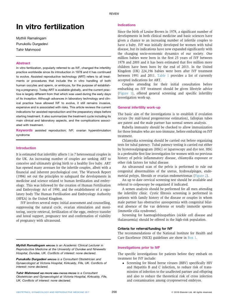 in vitro fertilization | PDF | In Vitro Fertilisation | Ovary