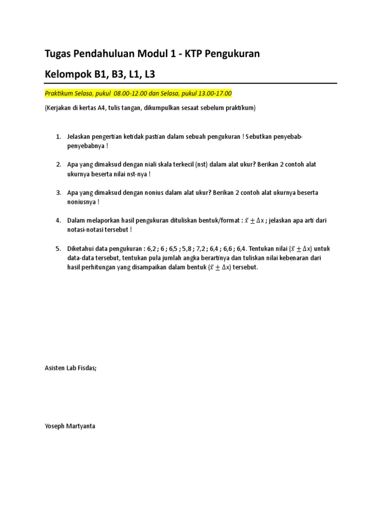 TP Modul-1 KTP Pengukuran-Yoseph | PDF | Metode & Bahan Ajar | Sains & Matematika